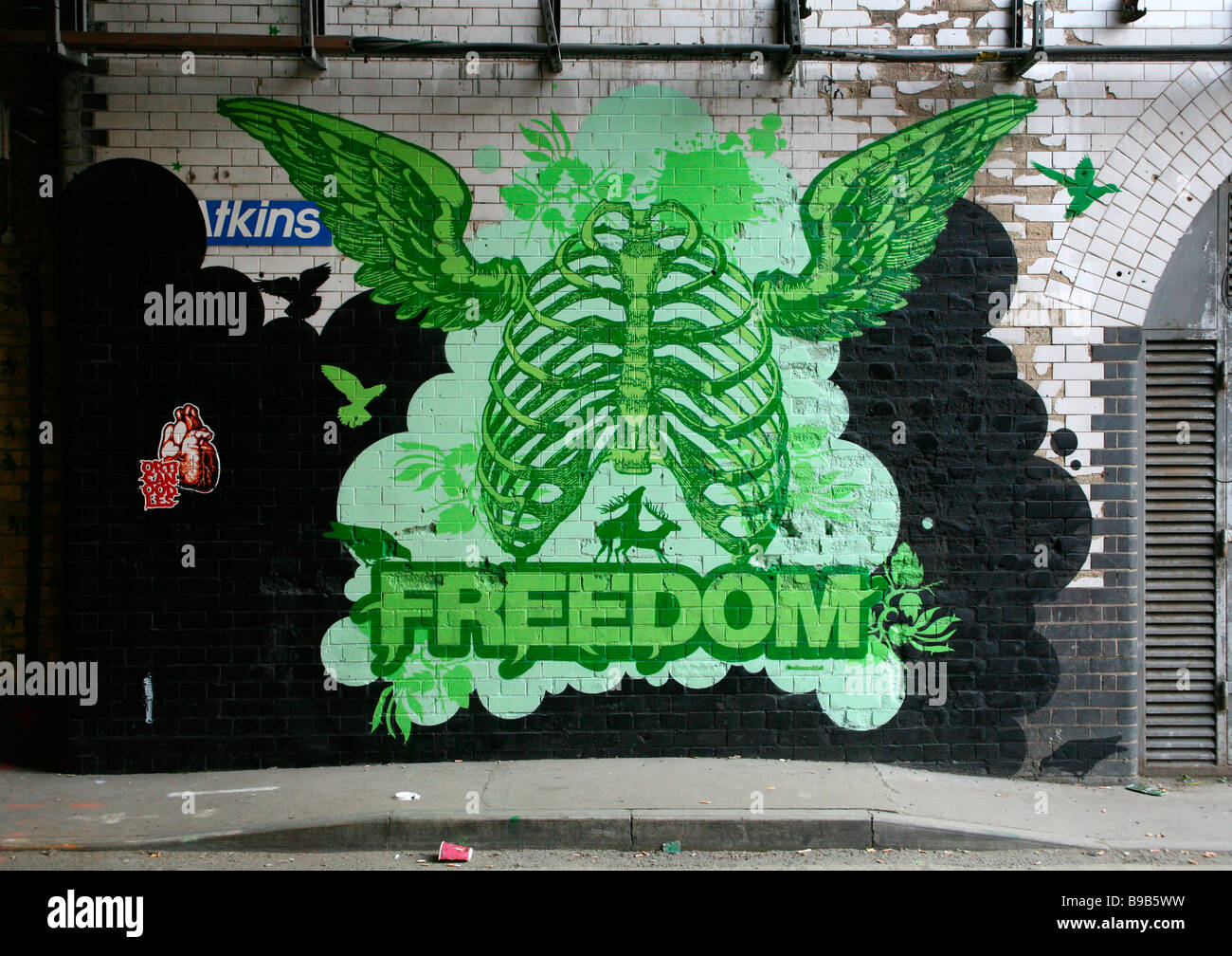 Freedom stencil at the Cans Festival, London Stock Photo - Alamy