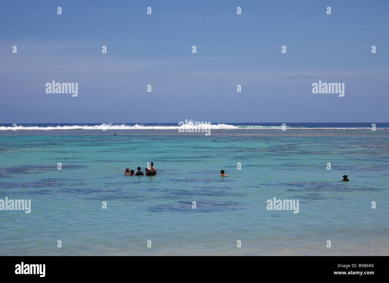 Polynesian Family fishing in the Pacific Ocean - Rarotonga Cook Islands ...