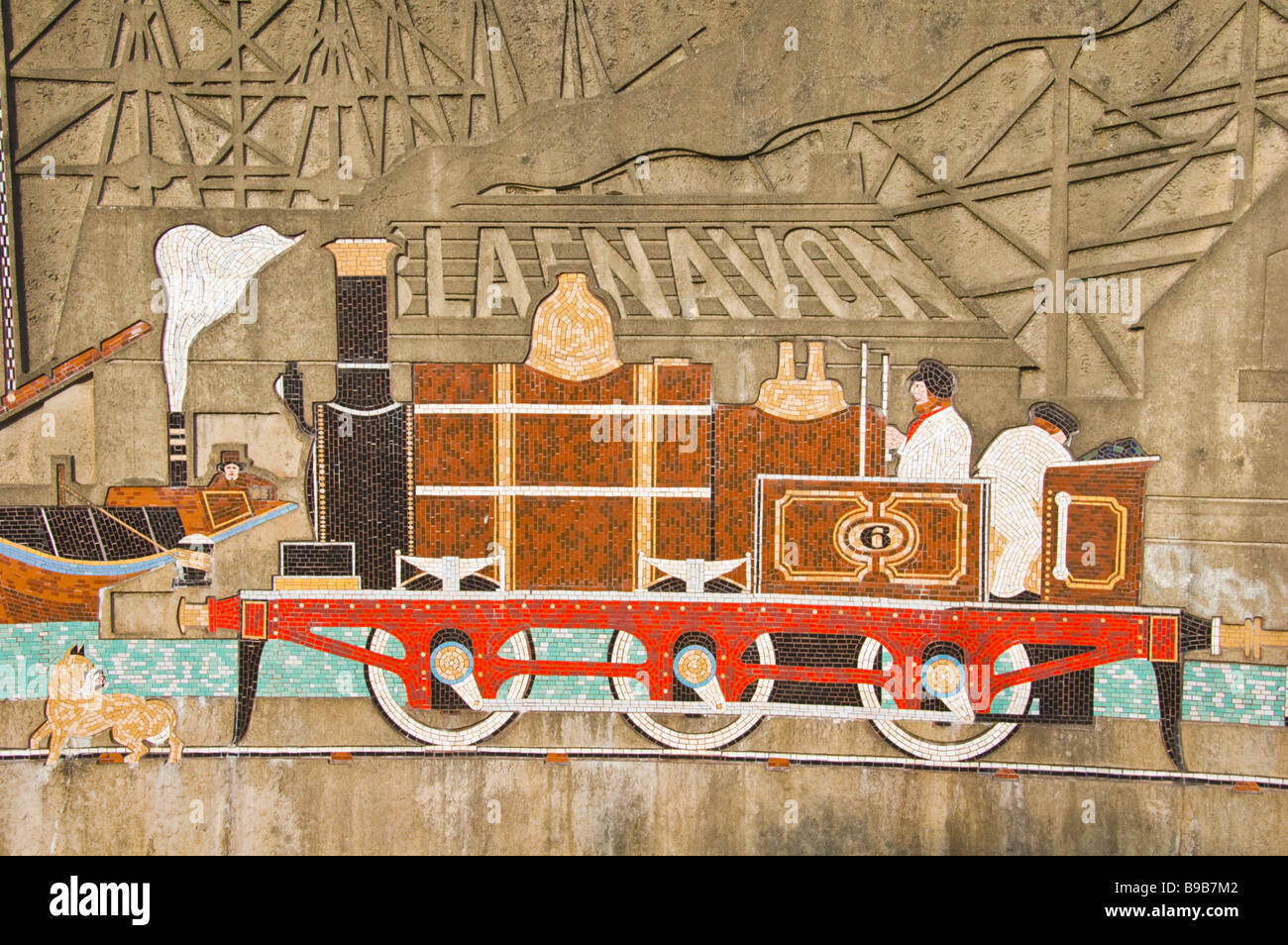 Steam train in heritage mosaic at Newport South Wales UK Stock Photo ...