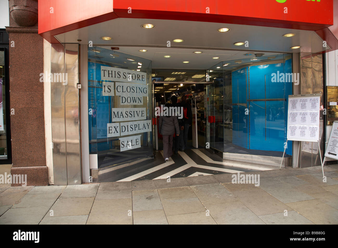 Shop window display saying shop will be closed down soon in Manchester ...