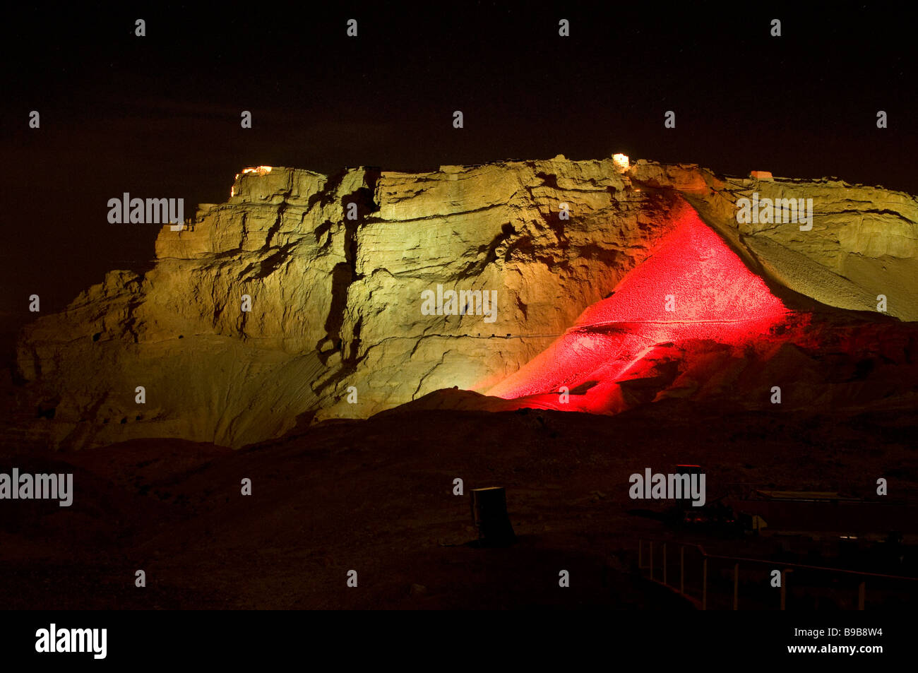 Masada ancient fortress illuminated at t night during Light and Sound ...