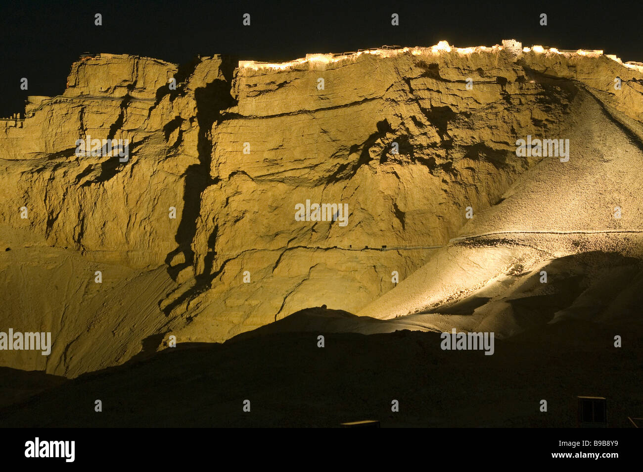 Masada ancient fortress illuminated at t night during Light and Sound ...