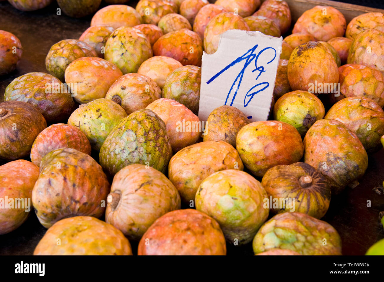 Tropical fruit, Cherimoya (Annona cherimola) market, Saint Denis, La ...
