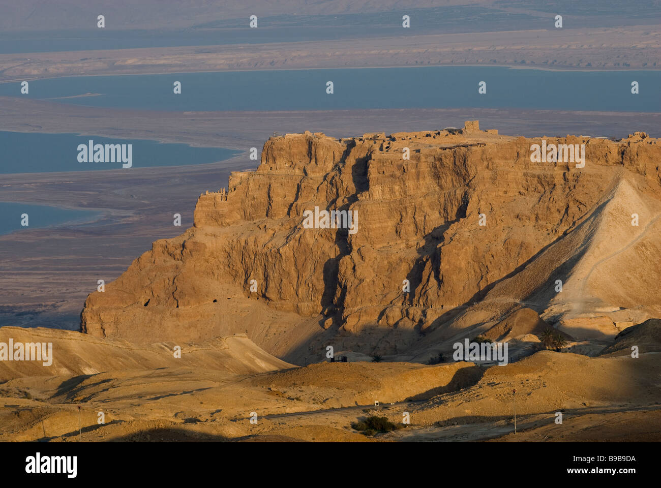 General view of Masada Mountain Herodian Archeological site Dead Sea ...