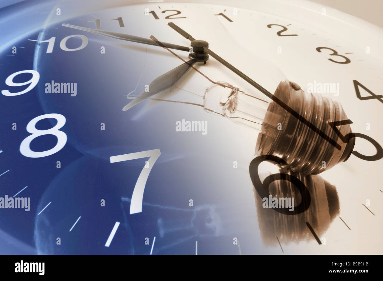 Clock and Light Bulb Stock Photo - Alamy