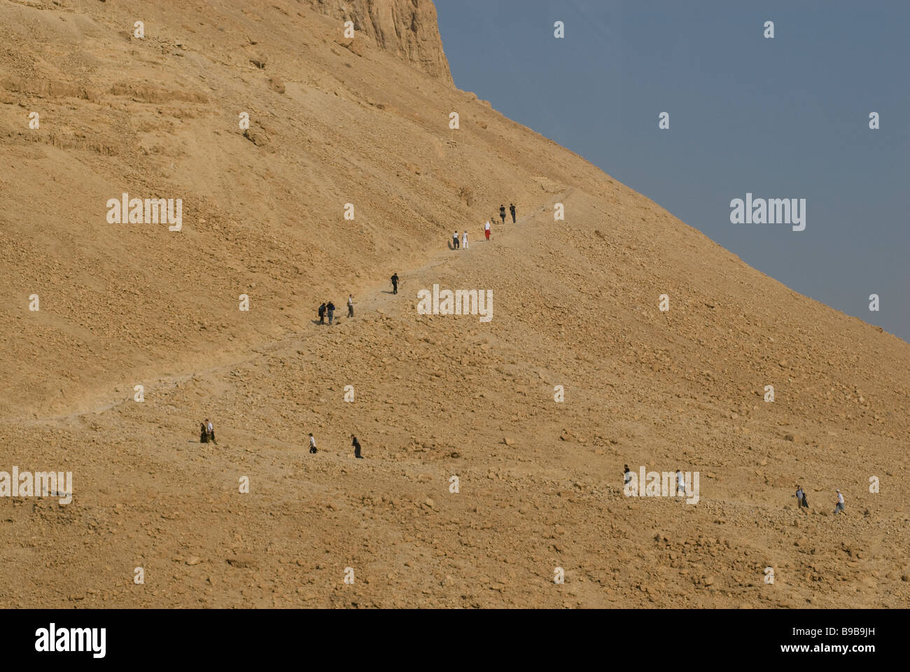 Hikers climbing Masada Archaeological site Dead Sea Israel Stock Photo ...