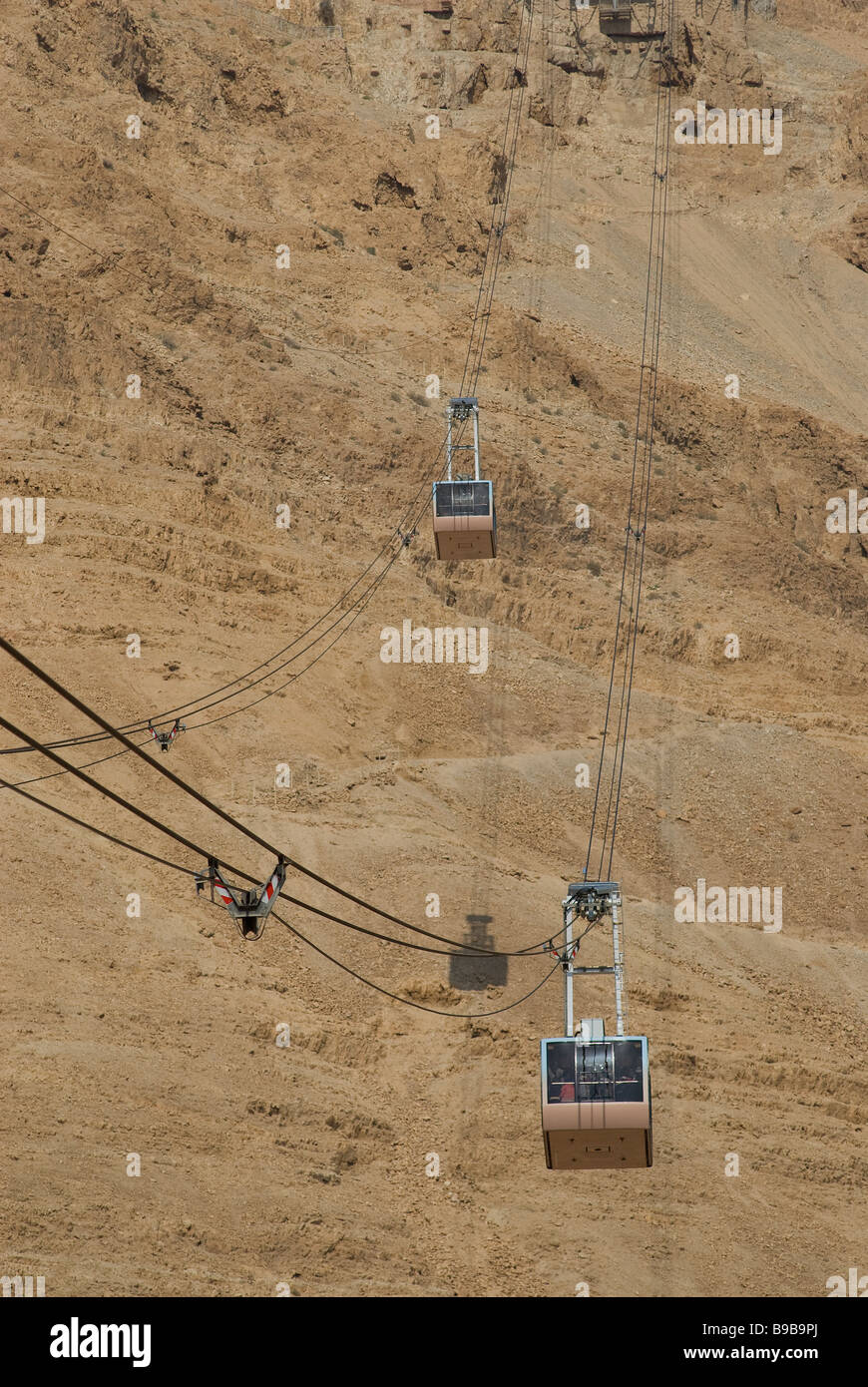 Cable cars in Masada archaeological site Dead Sea Israel Stock Photo ...