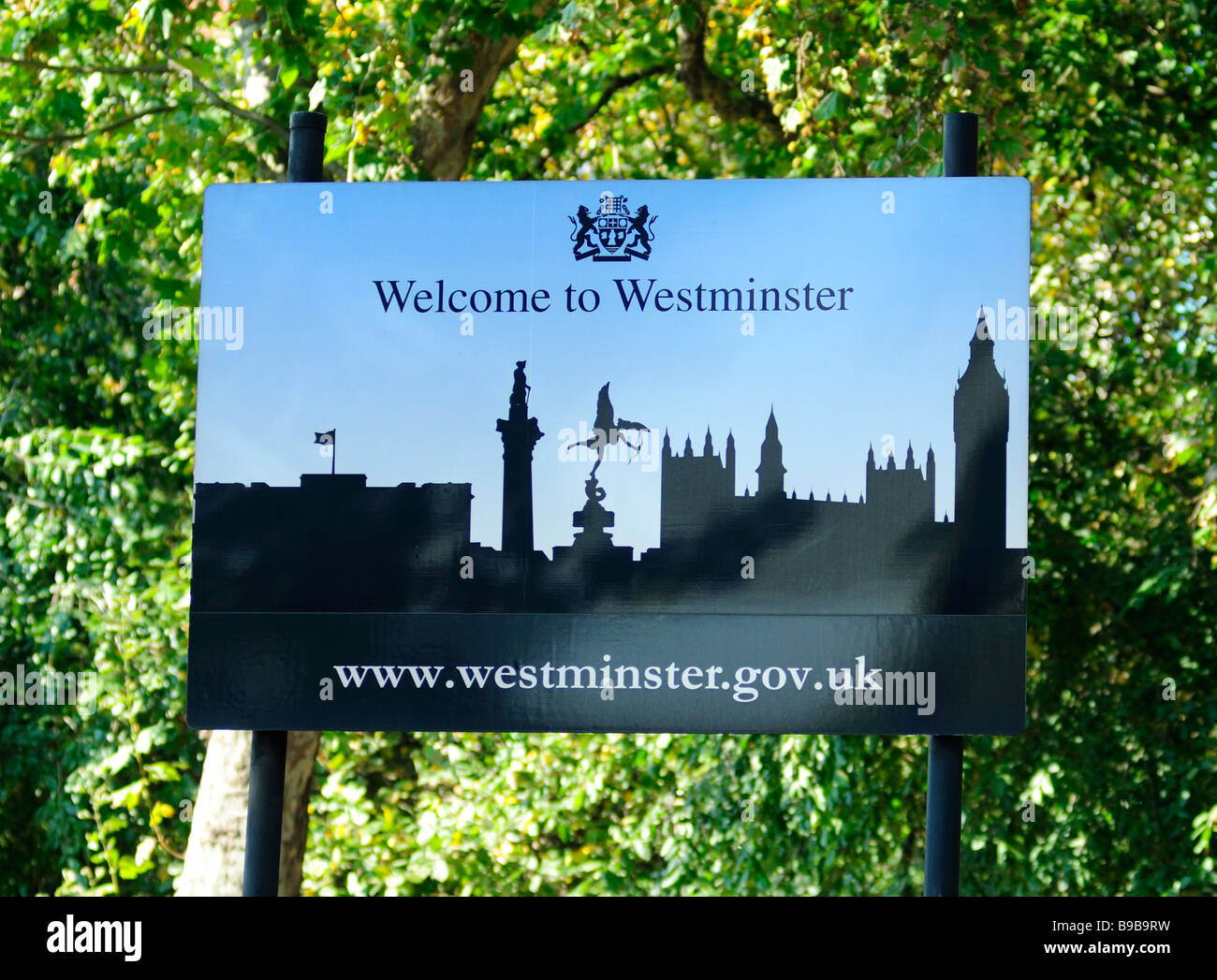 Welcome to Westminster sign Victoria Embankment London Britain Stock ...