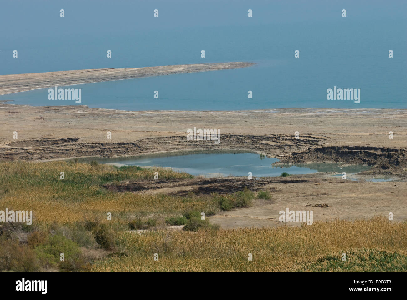 Sinkholes formed by dissolution of underground salt at the coast of the ...