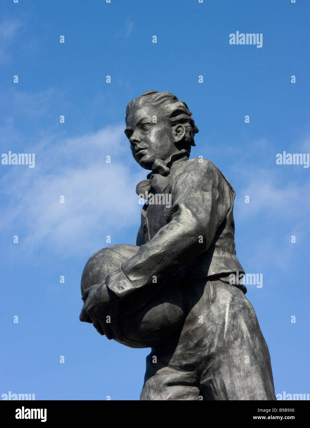 Statue of William Webb Ellis (1806 - 1872) outside Rugby School, Rugby ...