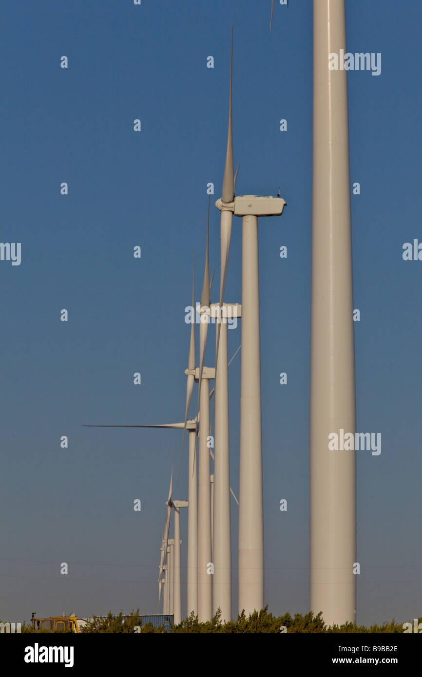 Wind turbines generating electrical power at Horse Hollow Wind Farm ...
