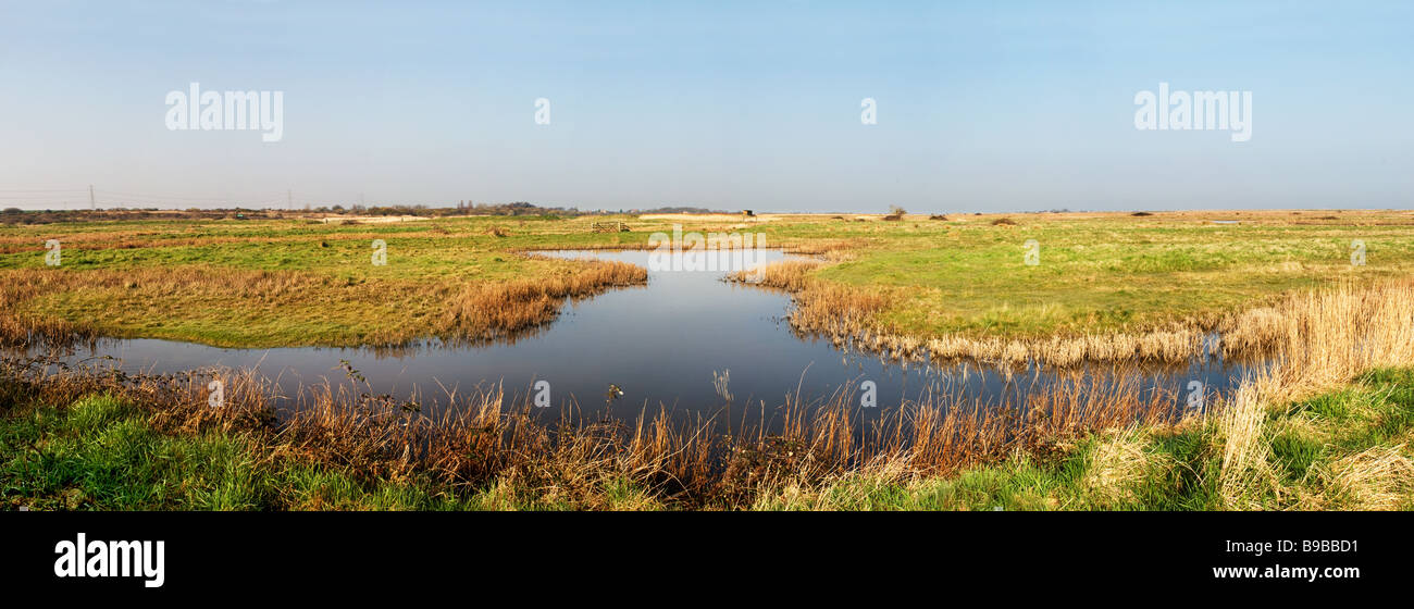 A panoramic image of Oare Marsh in Kent in the UK Stock Photo - Alamy