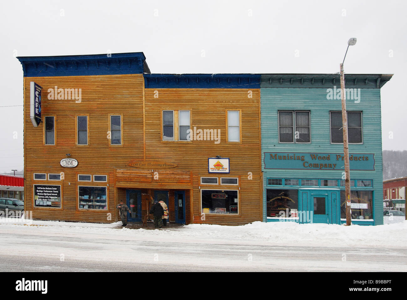 Downtown Munising buildings snow winter Munising Michigan Upper ...