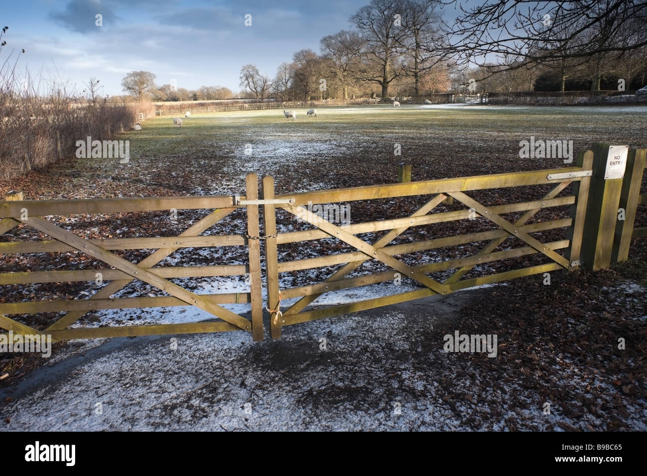 a gated entrance to field Stock Photo - Alamy
