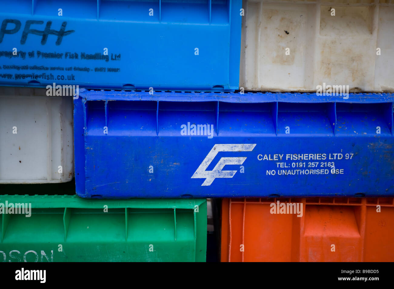 Multi colour fish boxes Stock Photo - Alamy