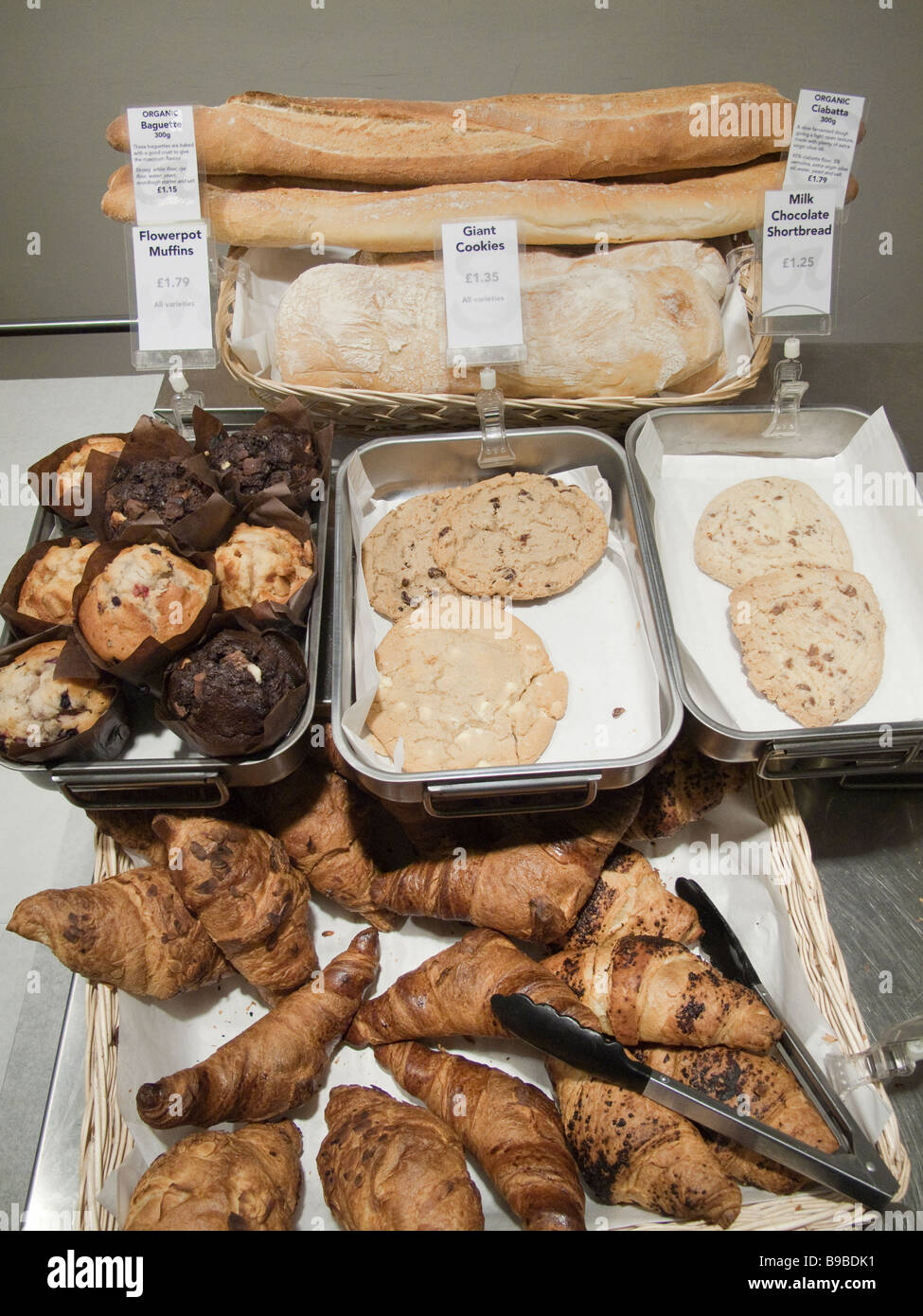 Breakfast display in a coffee shop Stock Photo - Alamy