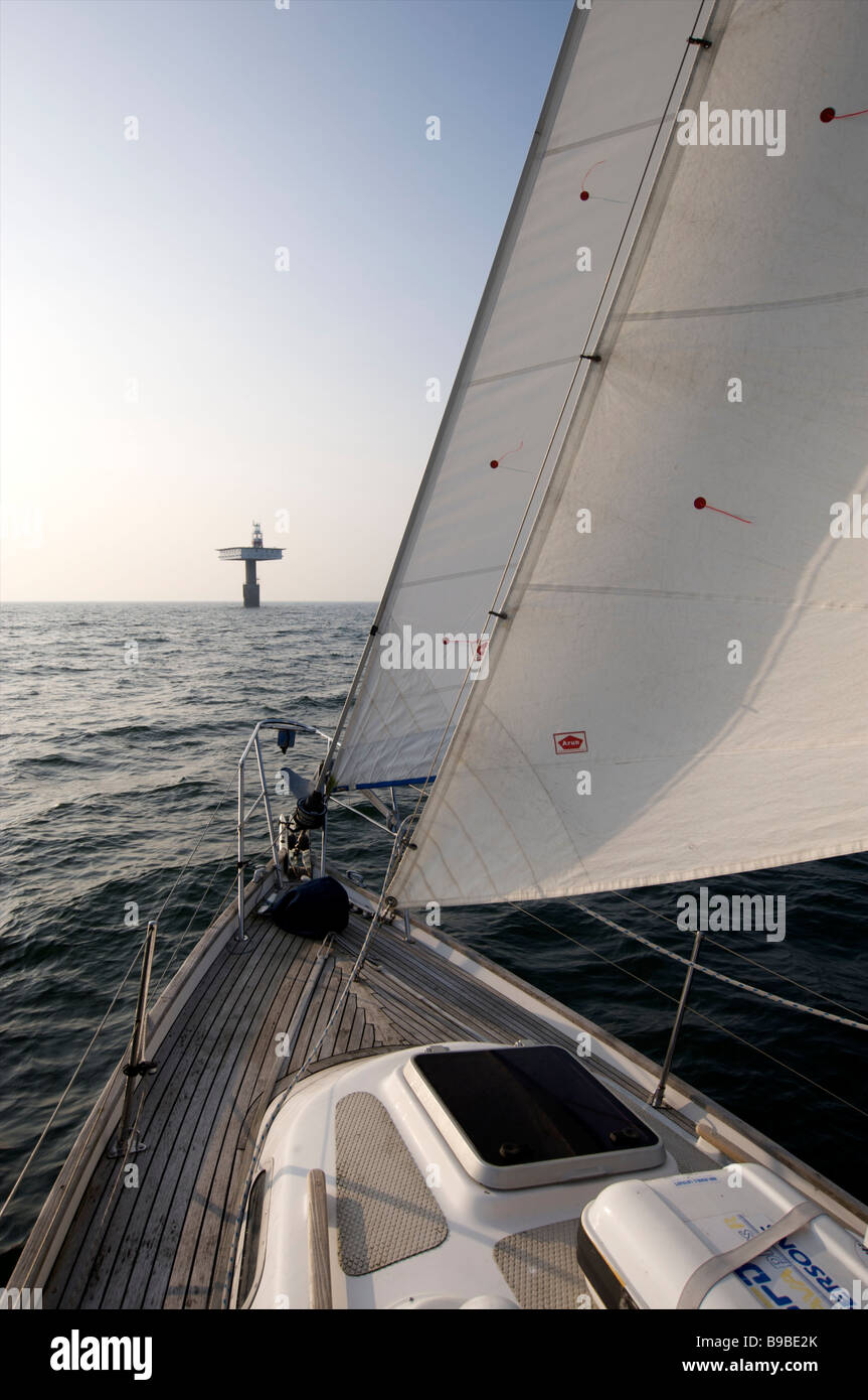Royal Sovereign Lighthouse seen from the deck of a cruising yacht Stock ...