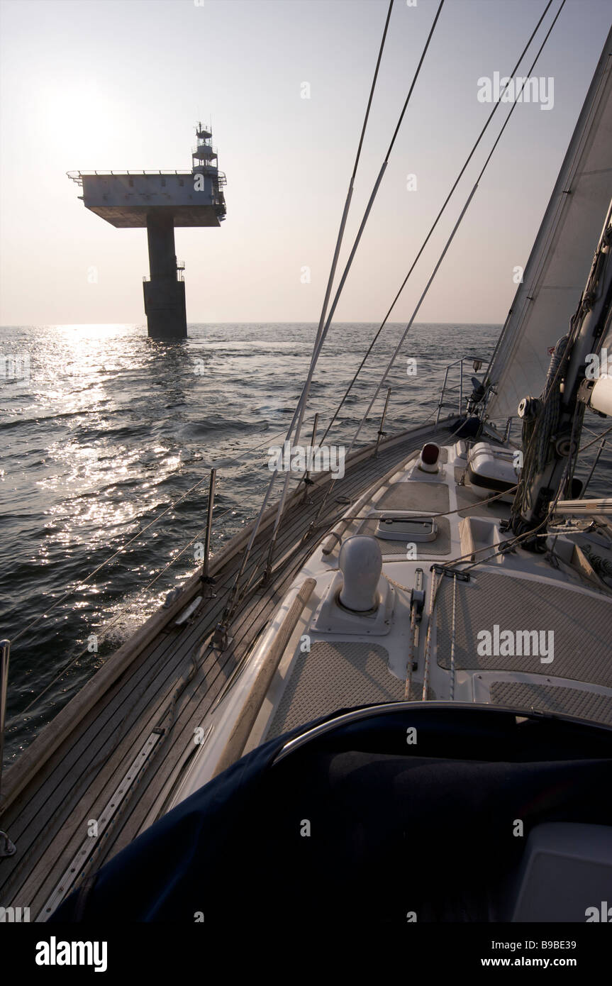 Royal Sovereign Lighthouse seen from the deck of a cruising yacht Stock ...