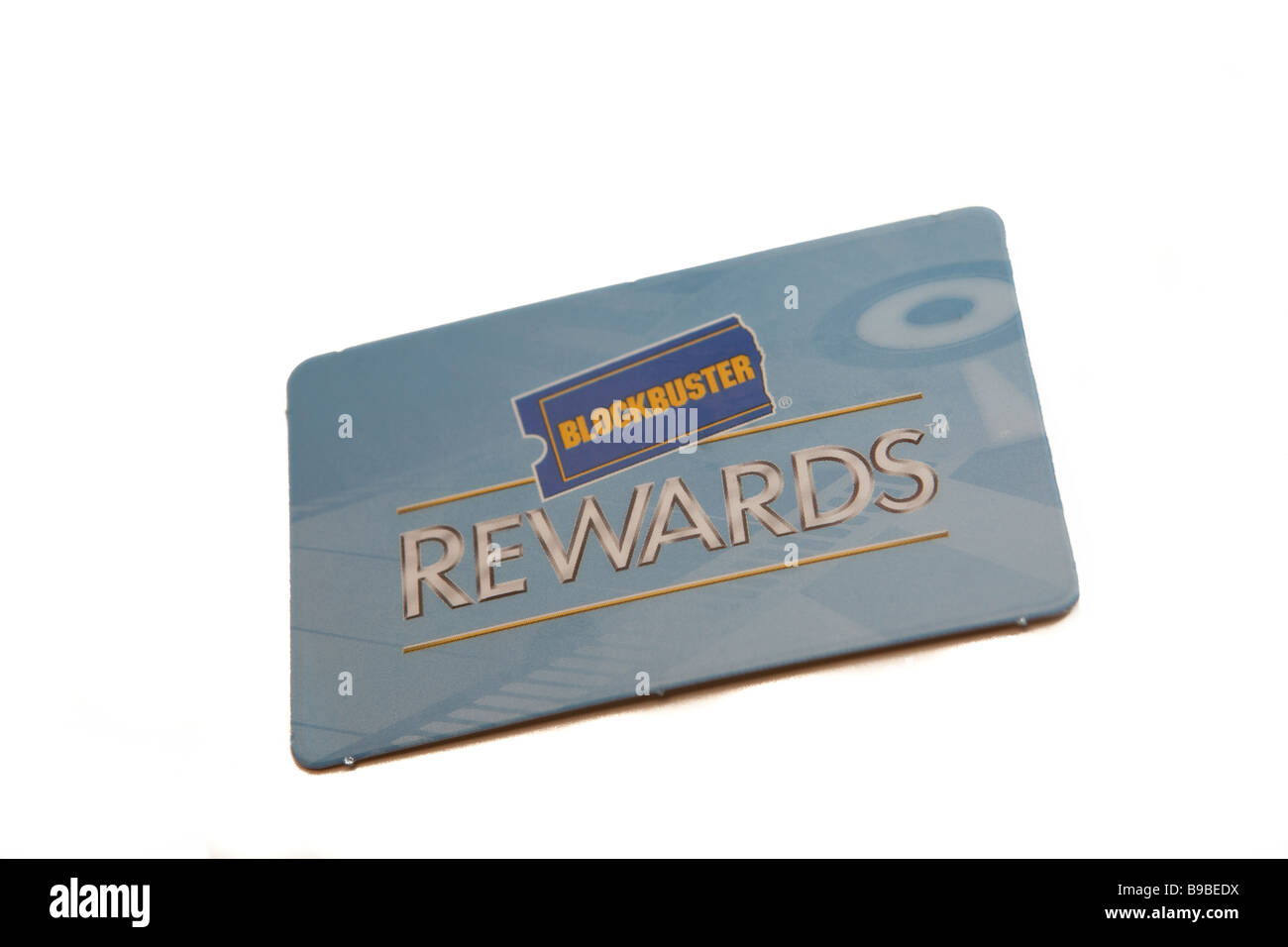 A Blockbuster store rewards card is seen isolated on a white background ...