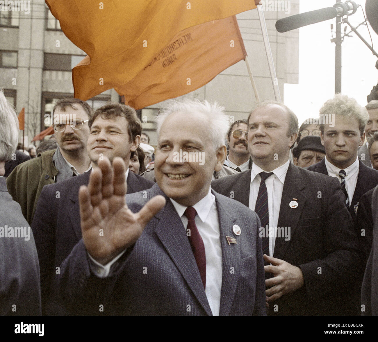 Anatoly Lukyanov center and Gennady Zyuganov second from right at a May ...