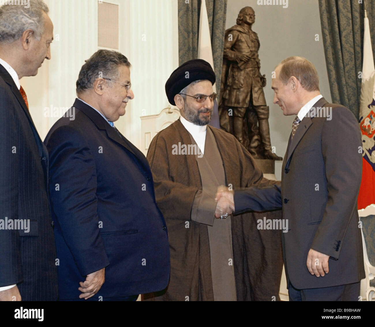 Russian President Vladimir Putin during a meeting with a delegation of ...