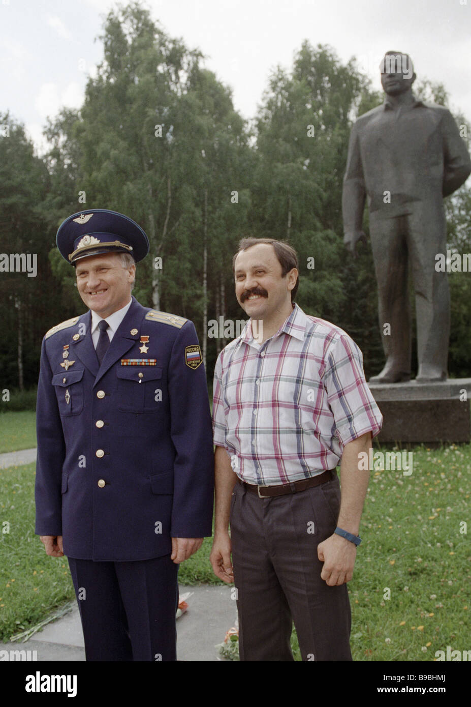 Soyuz 18 spacecraft crew Viktor Afanasyev left and Yuri Usachev right ...