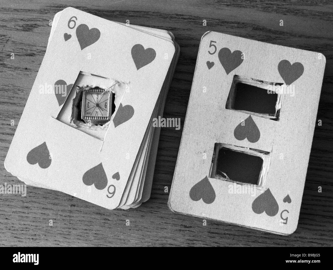 These cards used for contraband smuggling is an exhibit at the customs ...