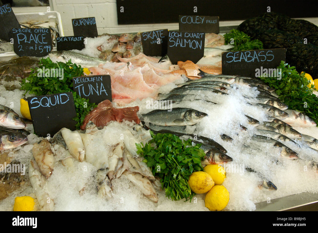 A fish counter in Whitstable, Kent Stock Photo - Alamy