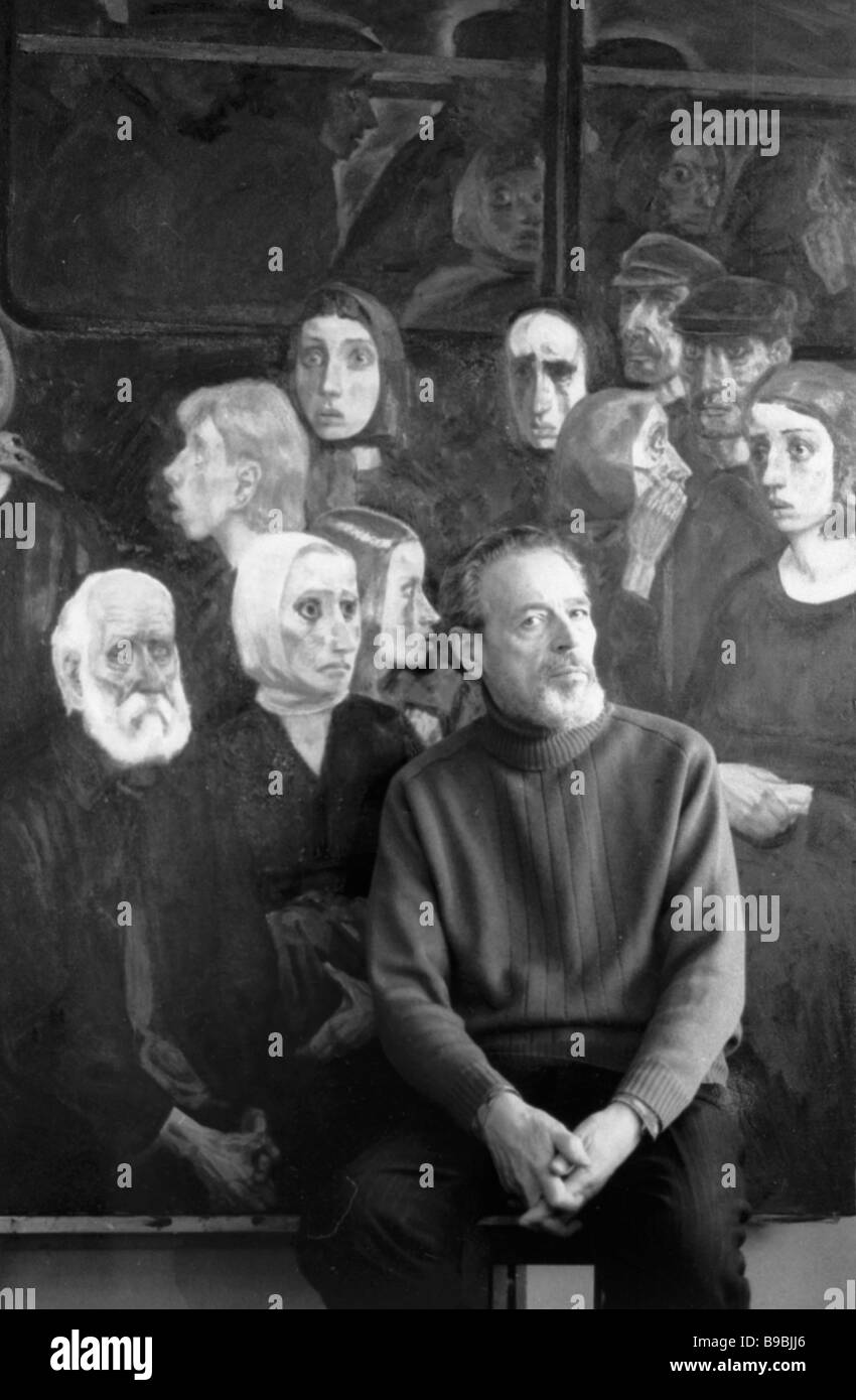 Artist Mikhail Savitsky next to his painting Chernobyl Stock Photo - Alamy