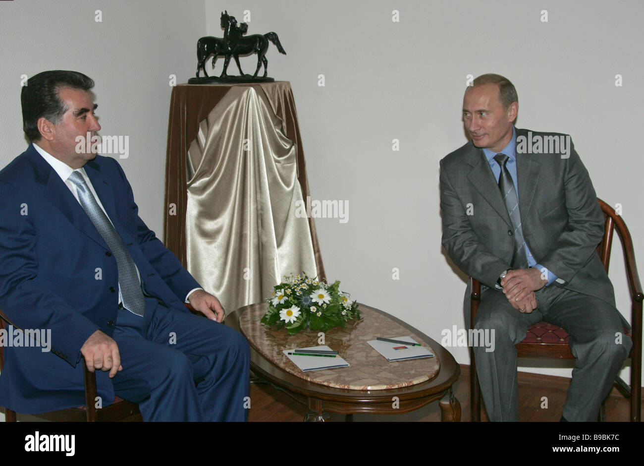 Presidents of Tajikistan and Russia Emomali Rakhmonov and Vladimir ...