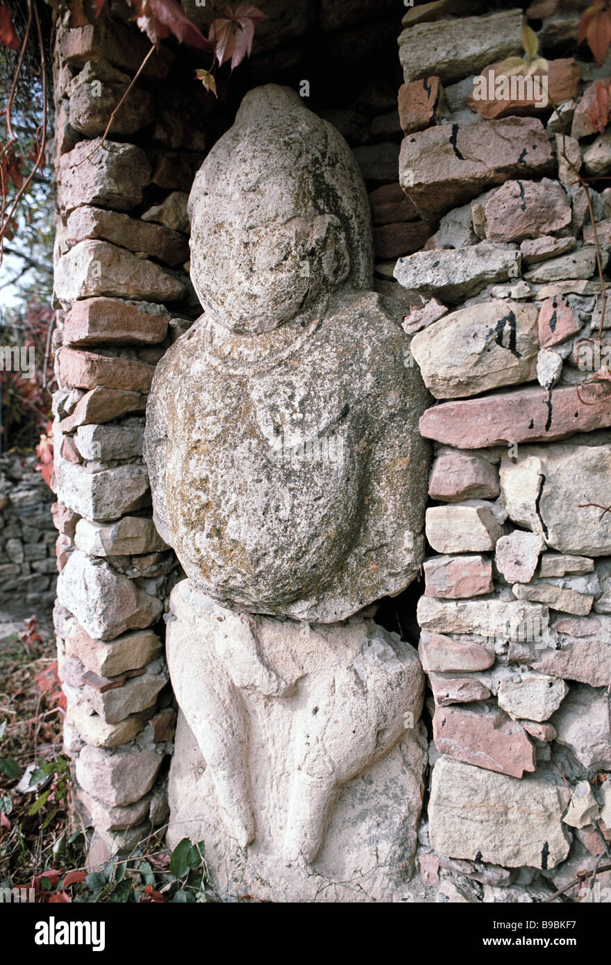 Polovets stone statue in the archeological Tanais preserve museum Stock ...