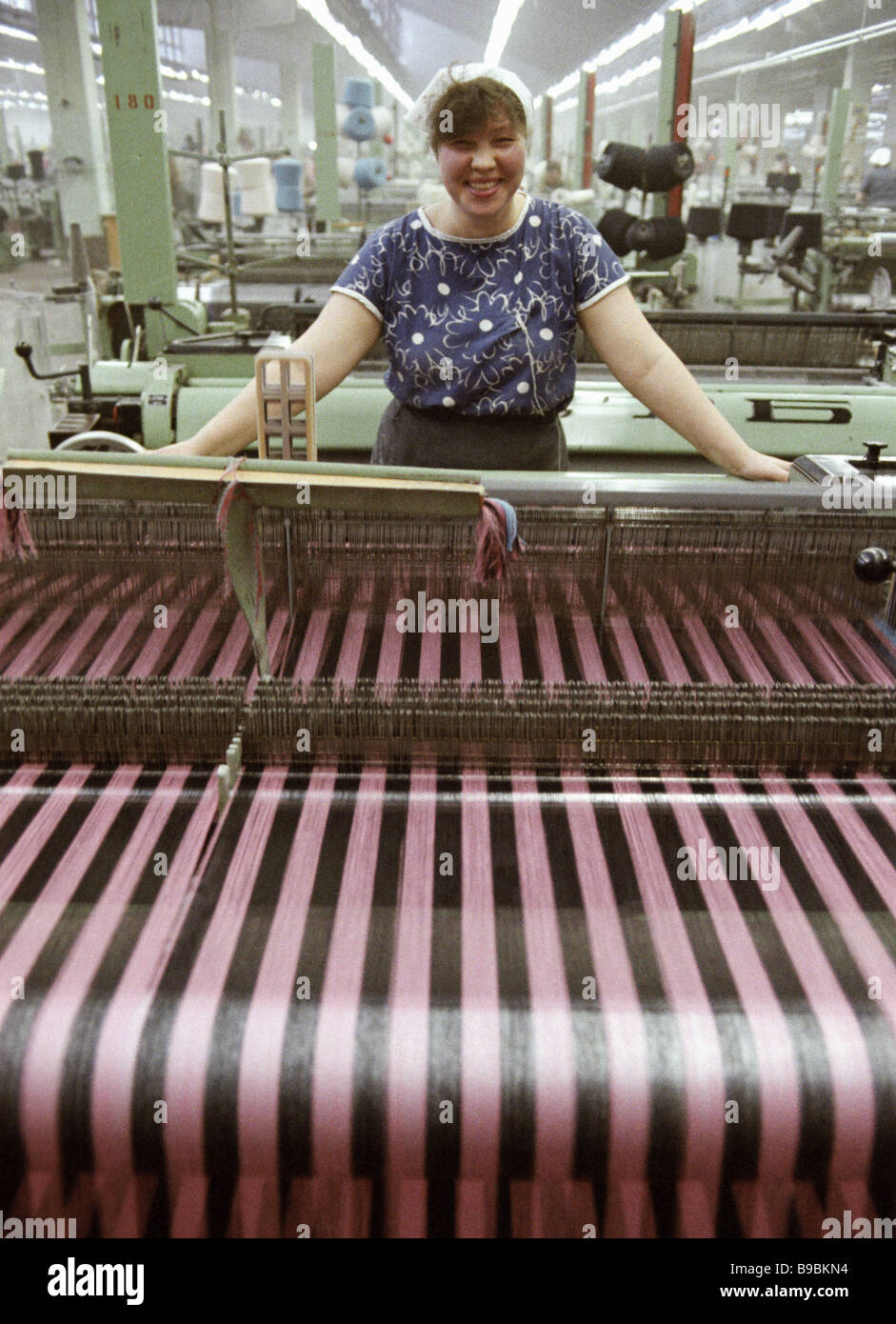 A weaver of the Monino Worsted Mill Stock Photo - Alamy