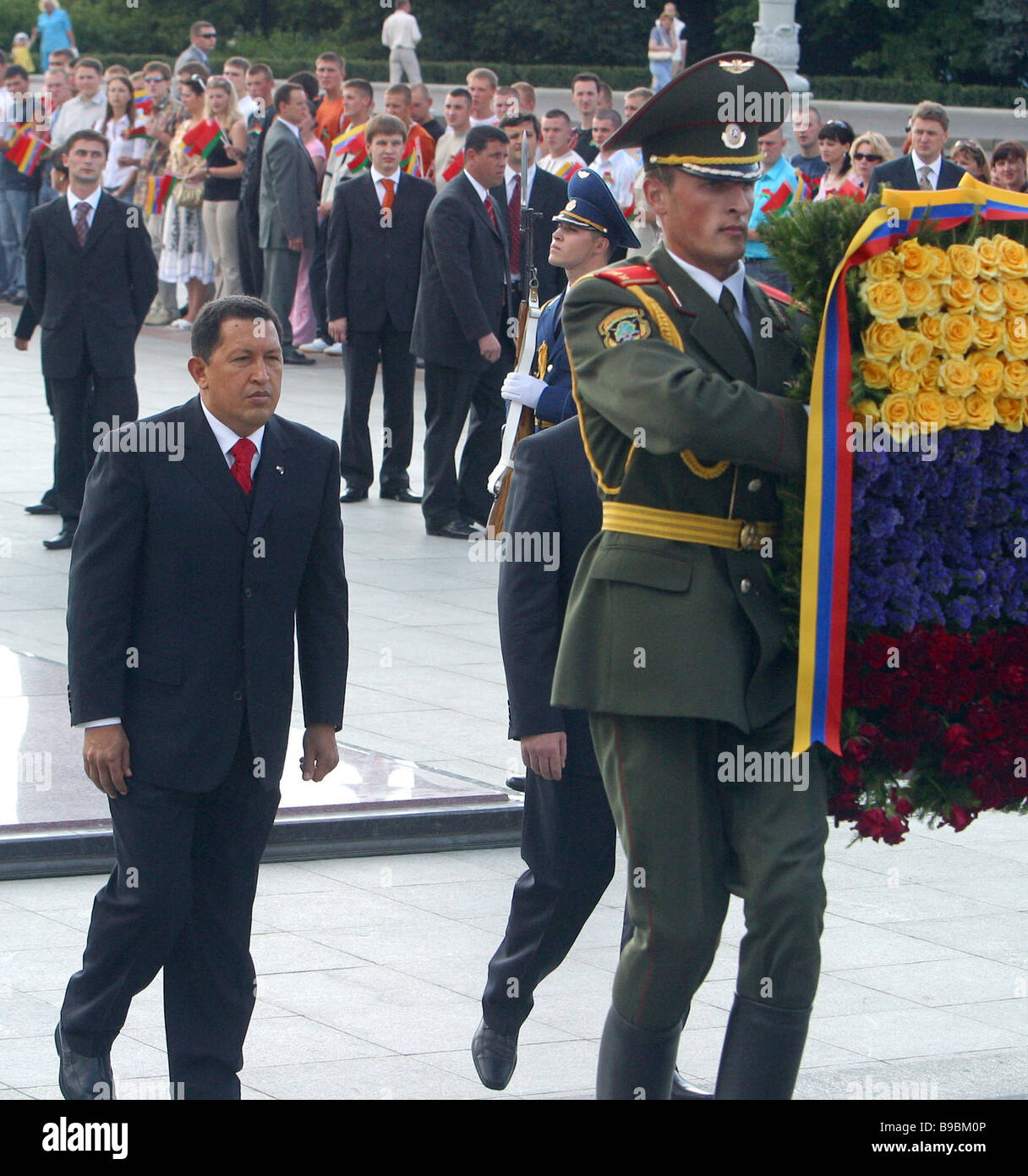 Hugo Chavez President of Venezuela took part in a Victory Monument ...