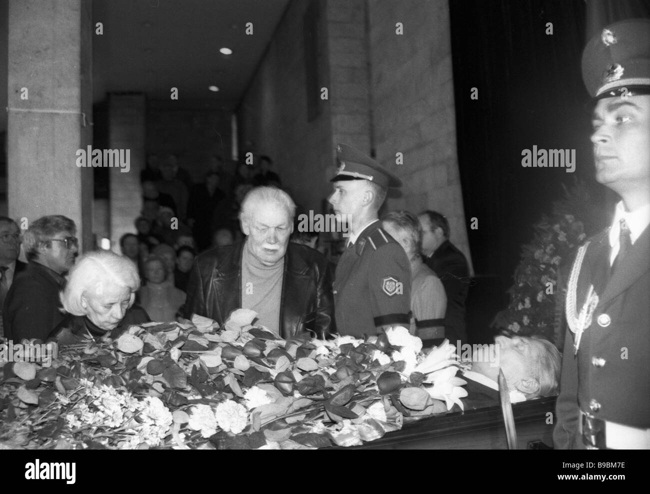 Film actor Vsevolod Sanayev attending the funeral for actor Nikolai ...