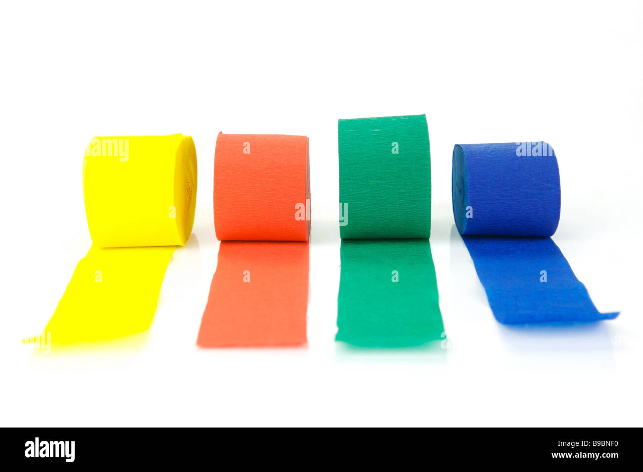 Colored streamers isolated against a white background Stock Photo - Alamy