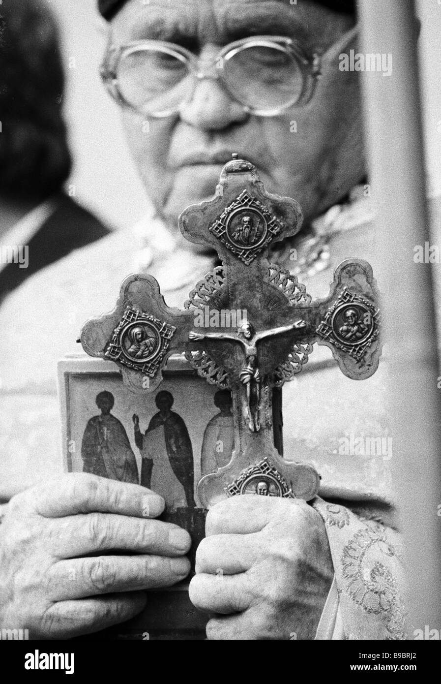 A churchman at the Ukrainian collective prayer for the Chernobyl ...