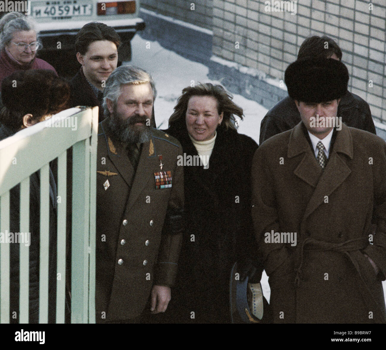 Alexander Rutskoi third right among relatives and friends leaving the ...