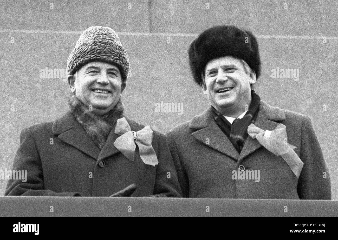 Secretary General of the CPSU Central Committee Mikhail Gorbachev left ...