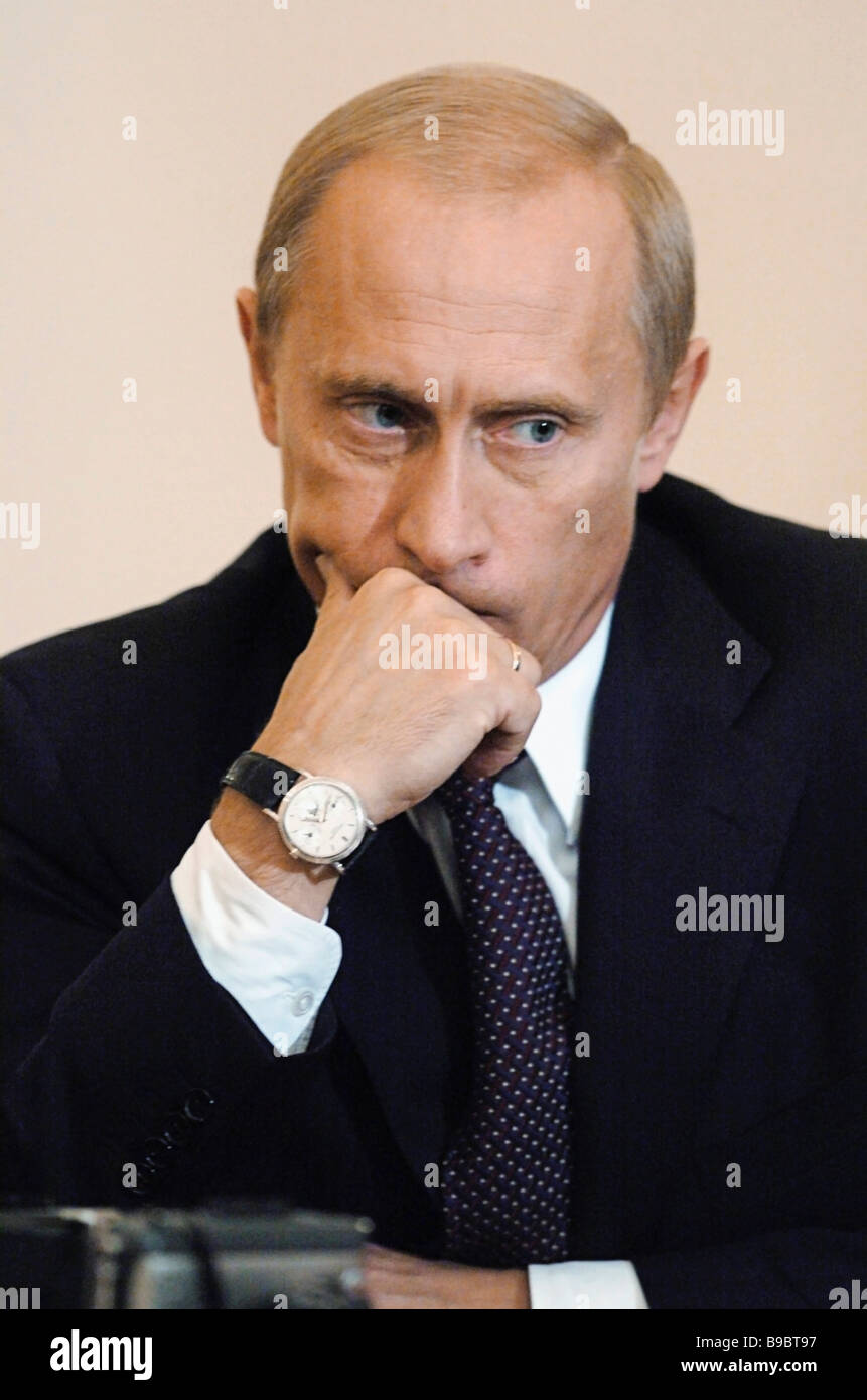 President Vladimir Putin being interviewed by the American mass media ...