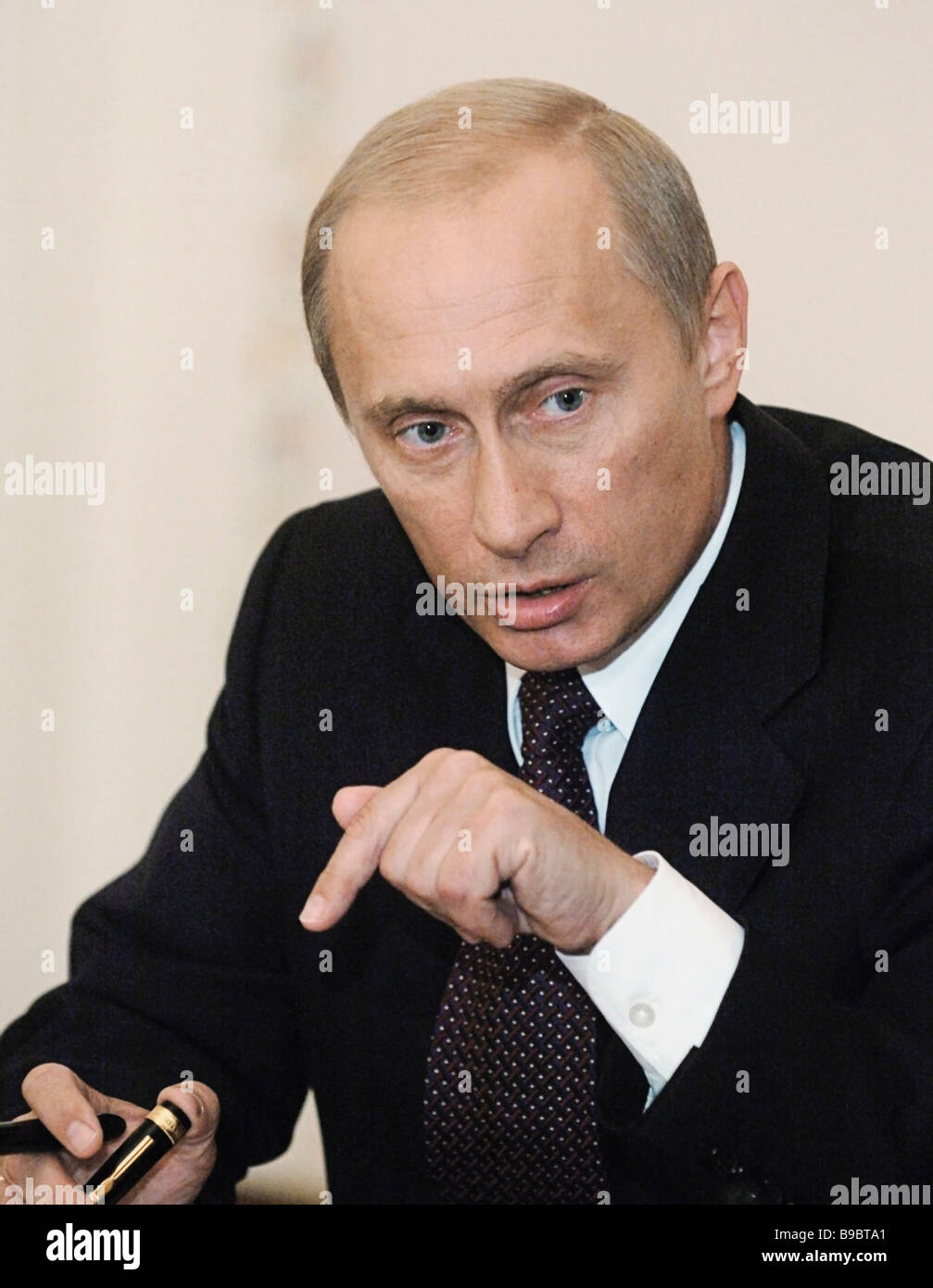 President Vladimir Putin being interviewed by the American mass media ...