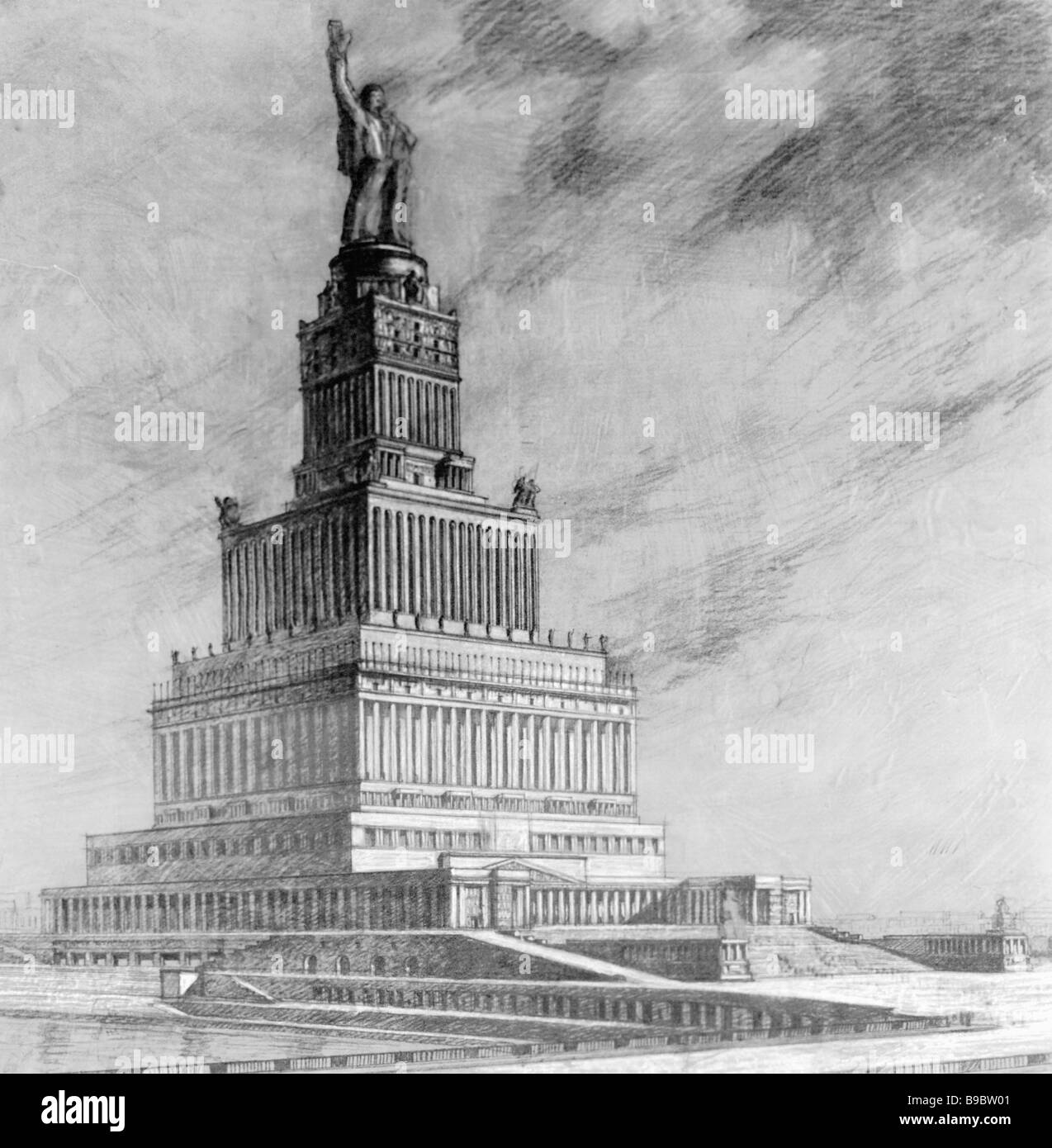 Design of the Palace of Soviets in Moscow by architect Boris Iofan Stock Photo - Alamy