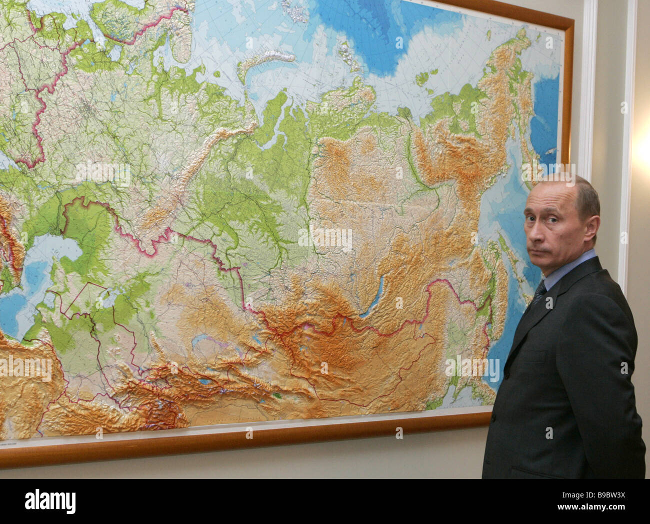 Russian President Vladimir Putin in his study at Novo Ogarevo ...