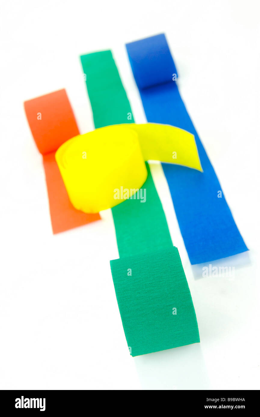 Colored streamers isolated against a white background Stock Photo - Alamy