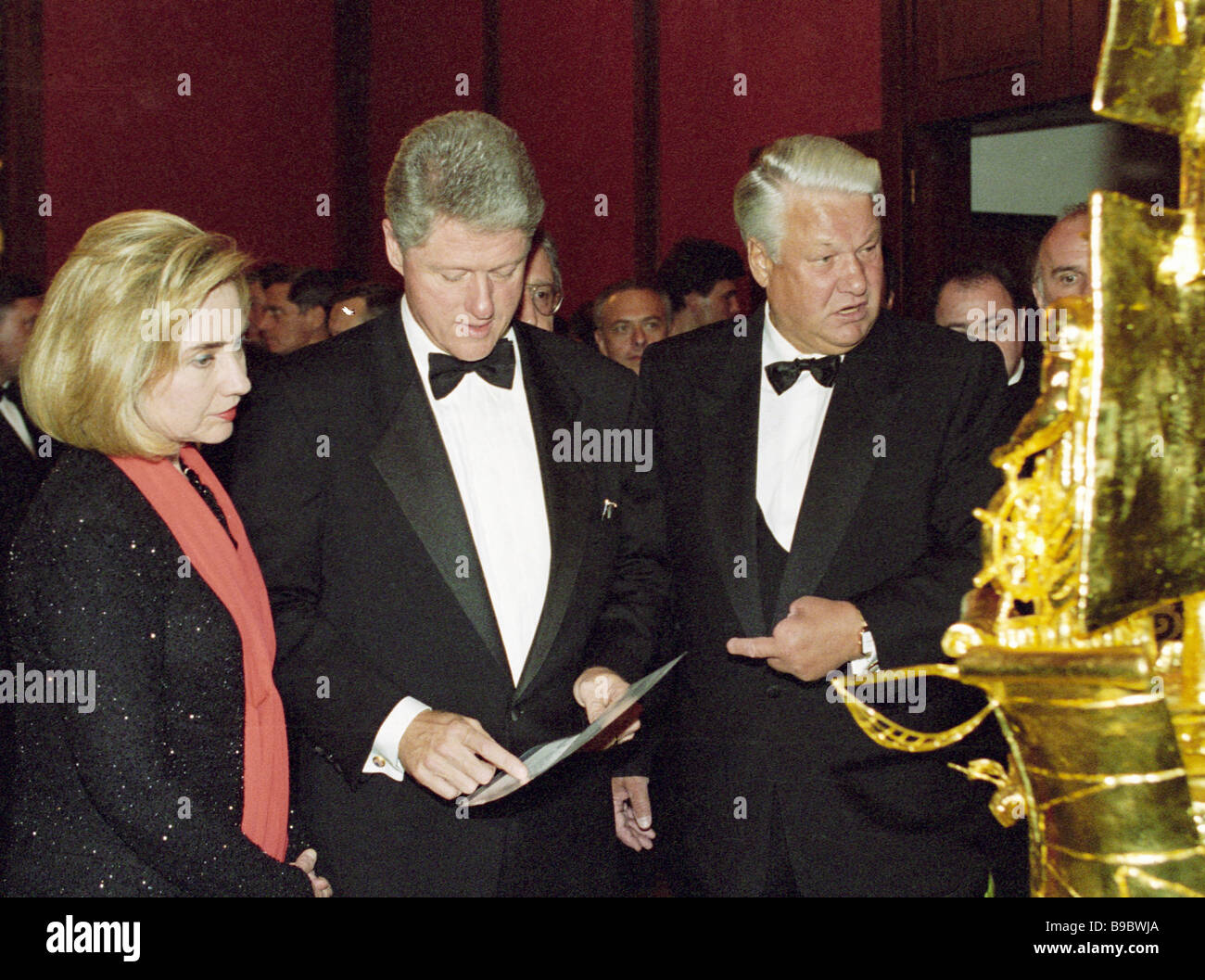 Russian President Boris Yeltsin right and U S President Bill Clinton ...