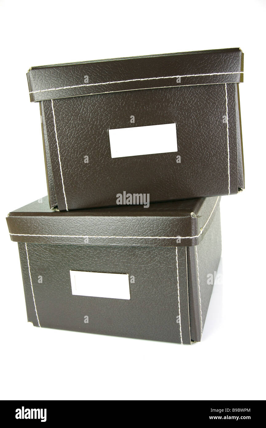 Brown stationery boxes isolated against a white background Stock Photo ...
