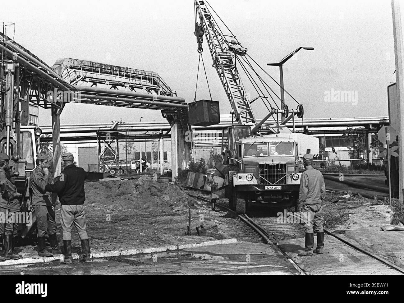 At the site of the Chernobyl nuclear power plant after the disaster ...