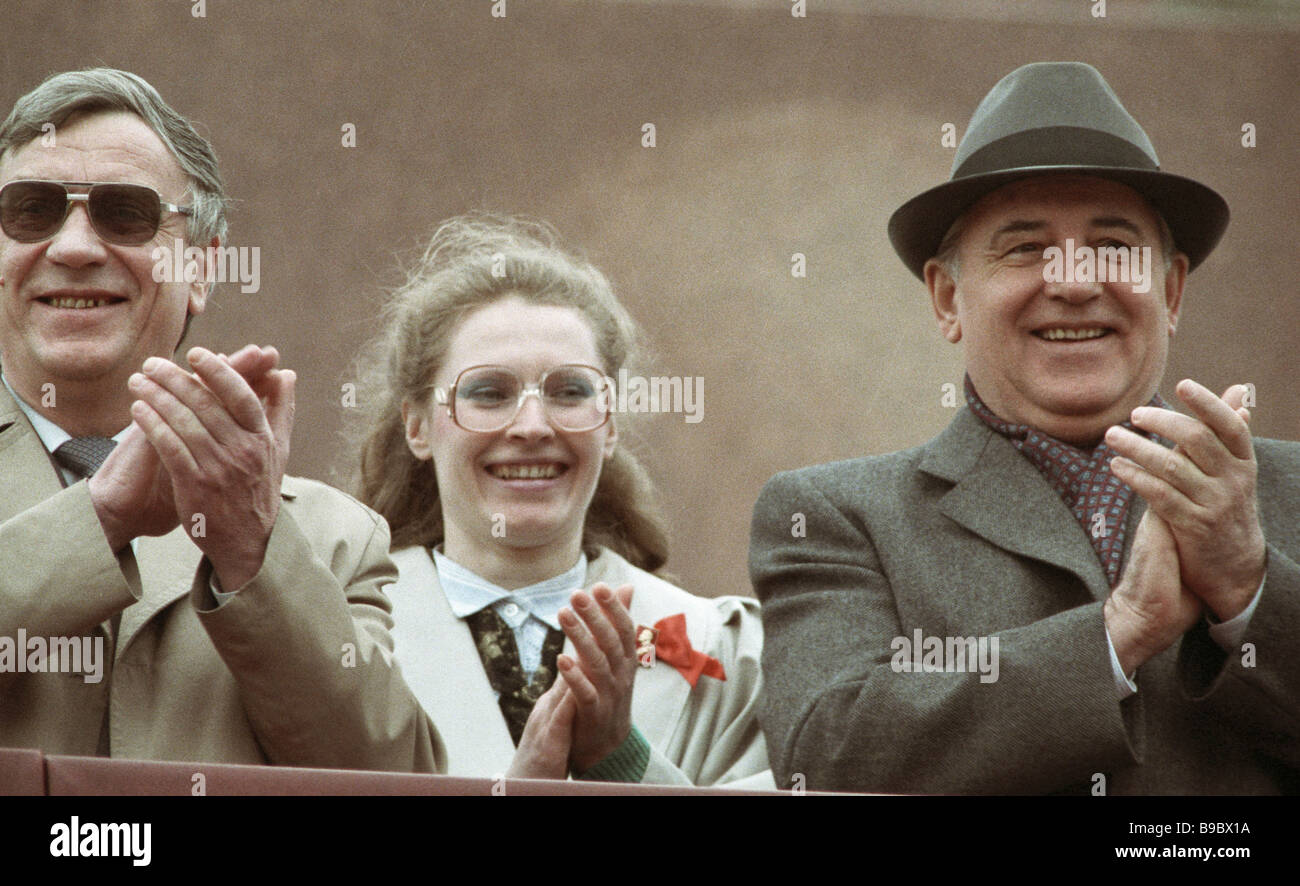 Left to right Chairman of the AUCCTU All Union Central Council of Trade ...