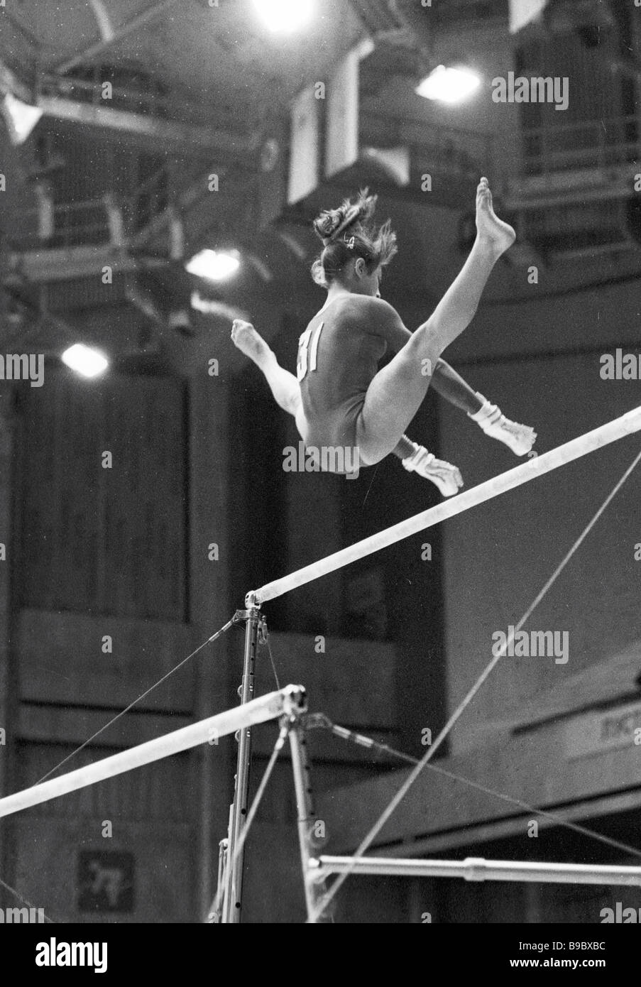 European and World 1985 all around champion Elena Shushunova in a top ...