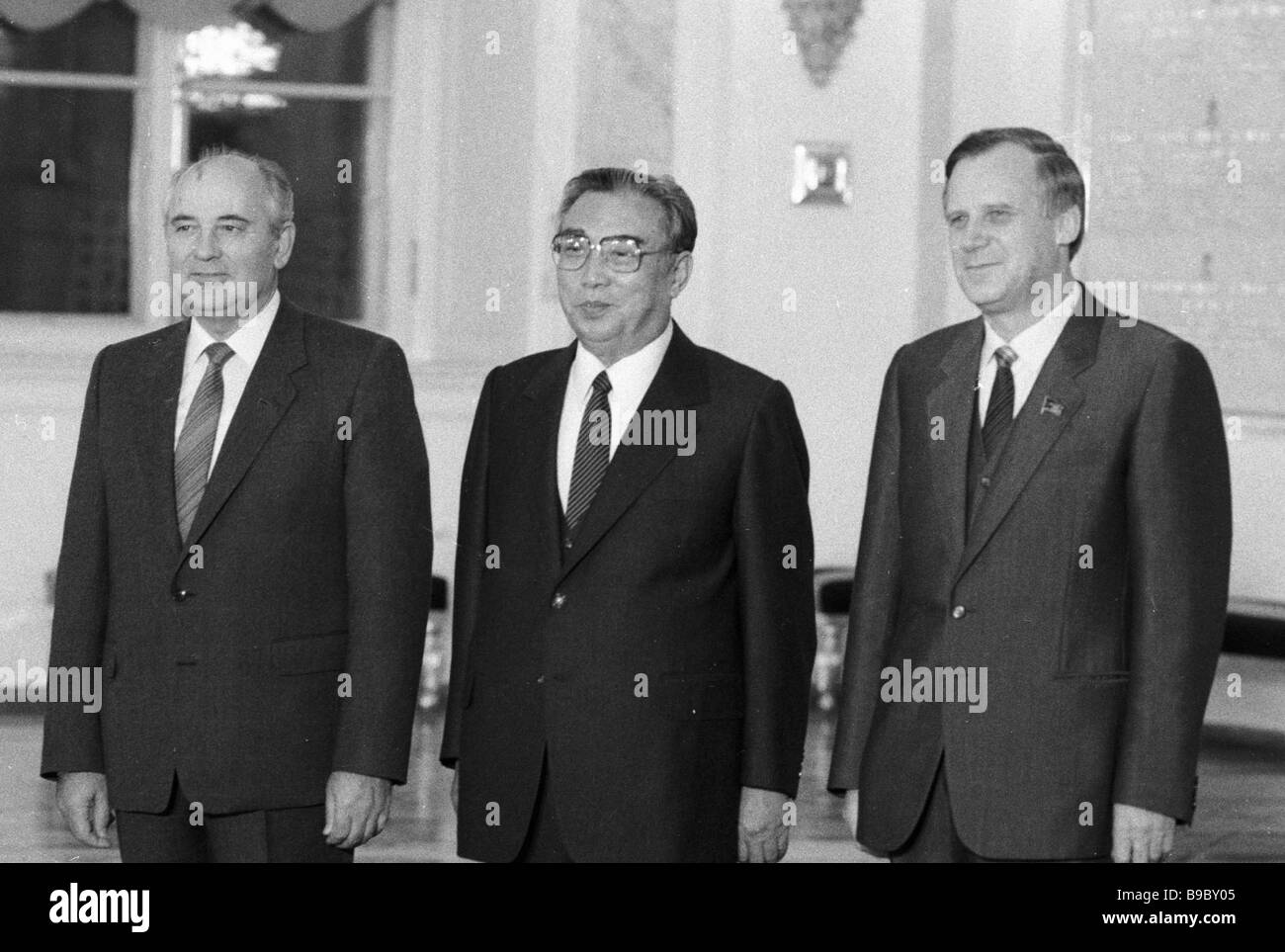 Left to right Mikhail Gorbachev General Secretary of the Soviet ...