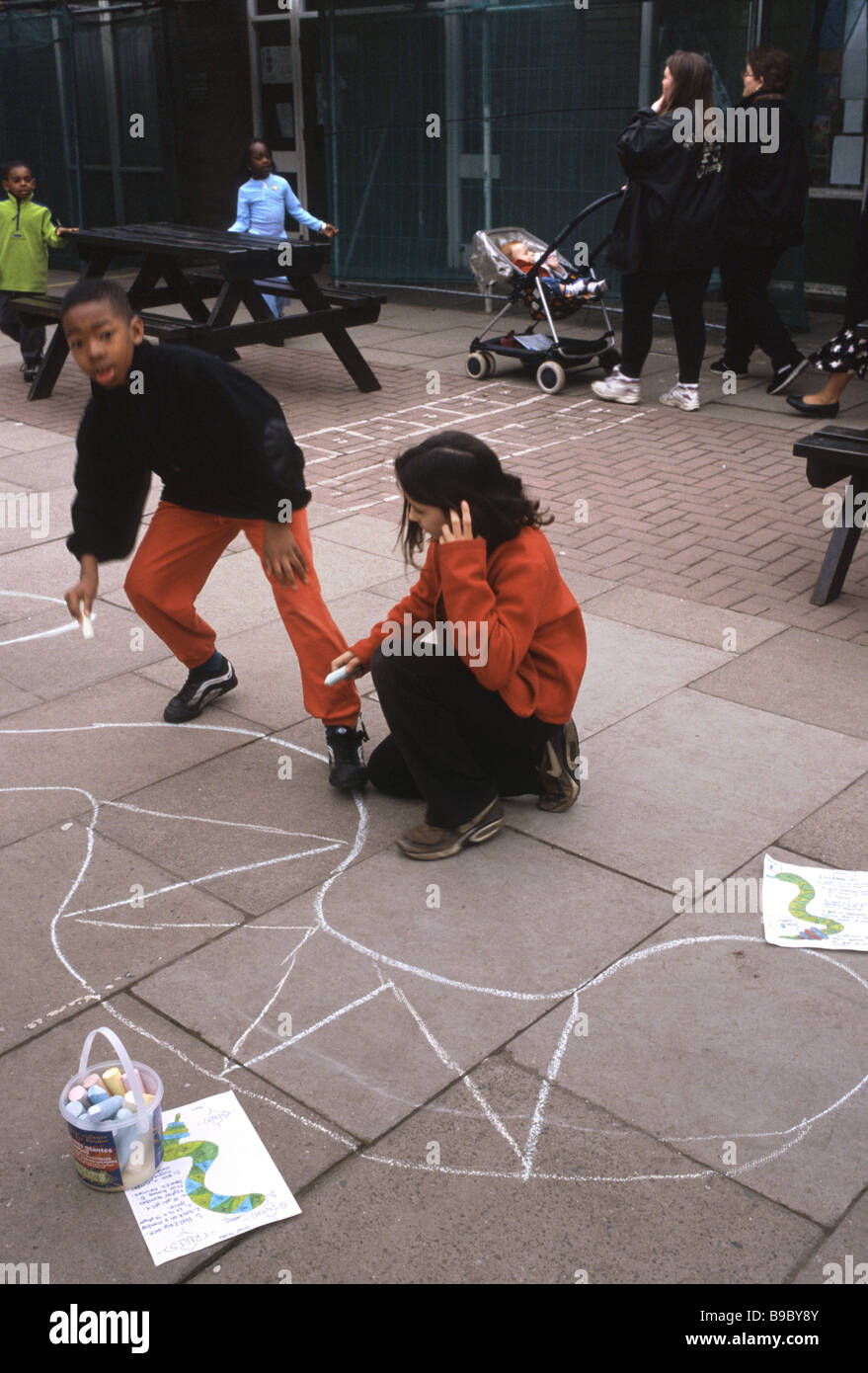 Chalk drawing school playground hi-res stock photography and images - Alamy
